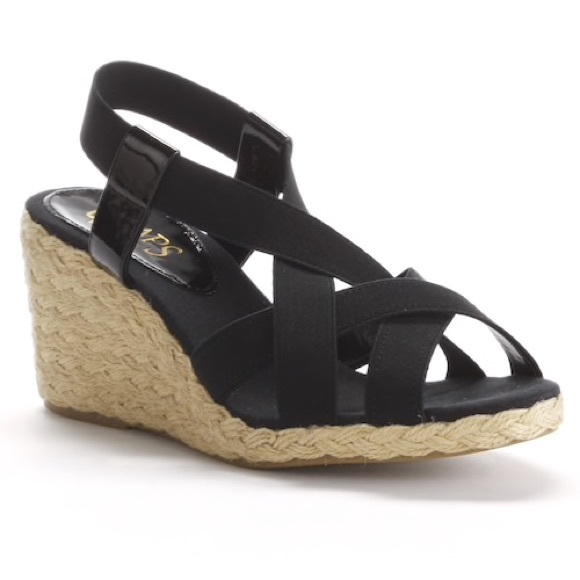 Chaps | Shoes | Chaps Della Black Espadrille Wedge Sandals | Poshmark